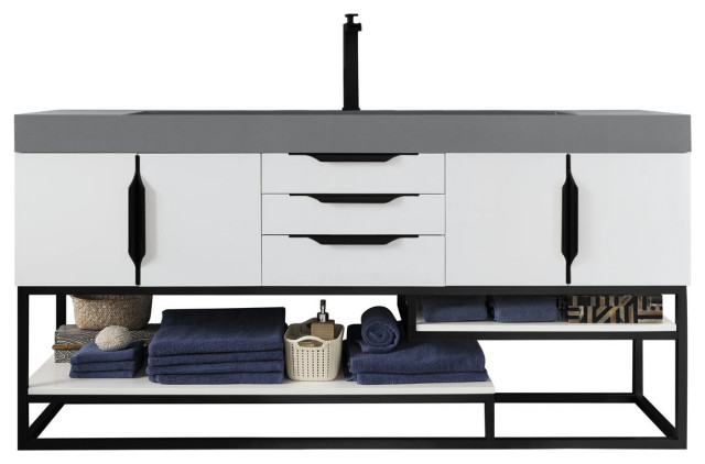 Columbia 72" Single Vanity Glossy White Black, Dusk Gray Glossy ...