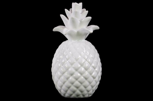 Ceramic Pineapple Figurine With Pimpled Accents, White - Tropical - Decorative Objects And ...
