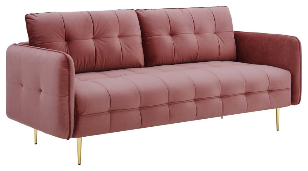 Cameron Tufted Performance Velvet Sofa Dusty Rose - Area Rugs - by ...