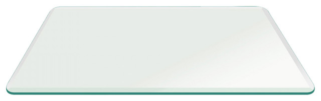 Rectangle Glass 26x52 inch 1/2 Thick, Beveled Tempered Radius Corners ...