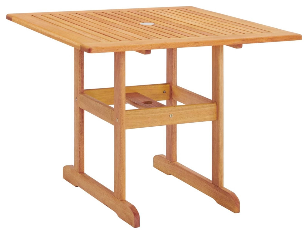 Hatteras 36" Square Outdoor Patio Eucalyptus Wood Dining - Transitional ...