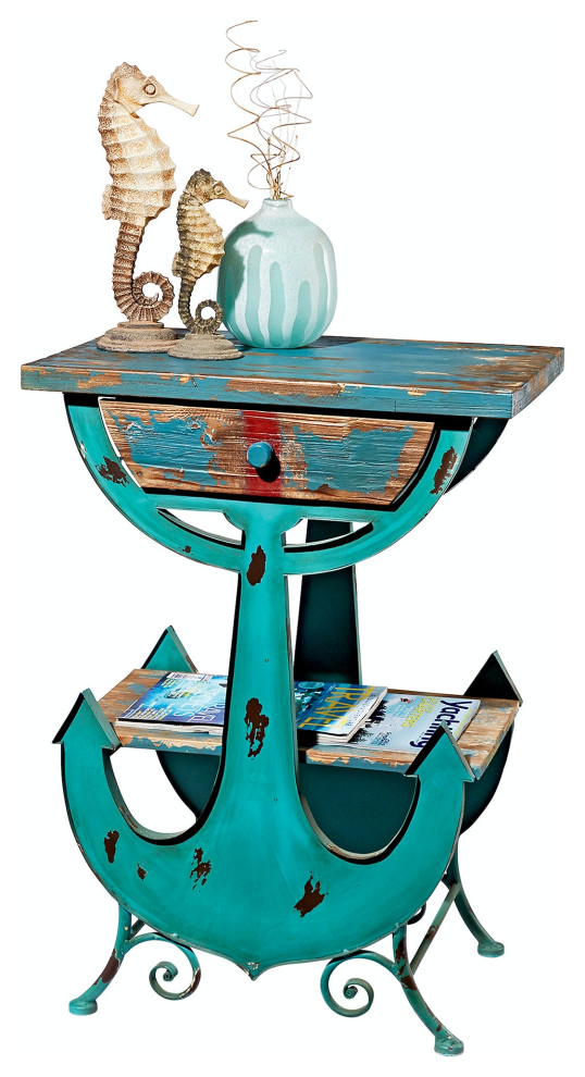 Anchors Aweigh Coastal Side Table - Beach Style - Outdoor Side Tables ...