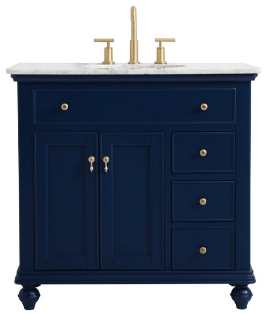 Elegant VF12336BL 36"Single Bathroom Vanity, Blue - Traditional ...