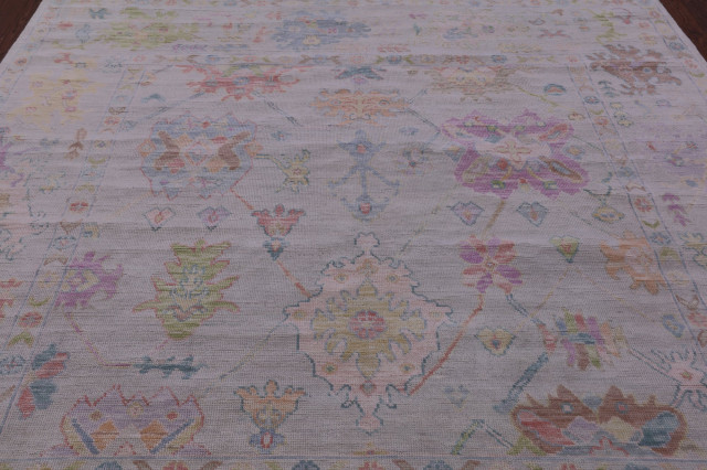 Ivory 9' Square Turkish Angora Oushak Handmade Wool Rug - Q22363, 8' 9 ...