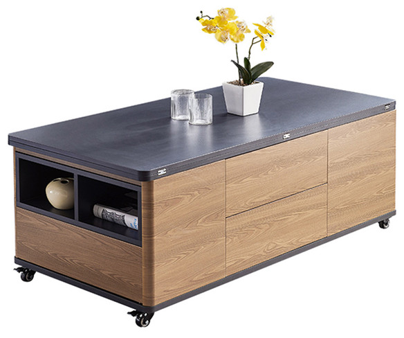 Lift Top Coffee Table Multi Functional Table With 3 Drawers, Walnut ...