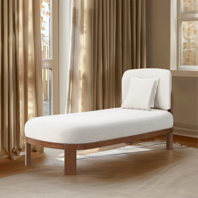 Maybourne Boucle Fabric Upholstered Chaise/Bench - Transitional ...