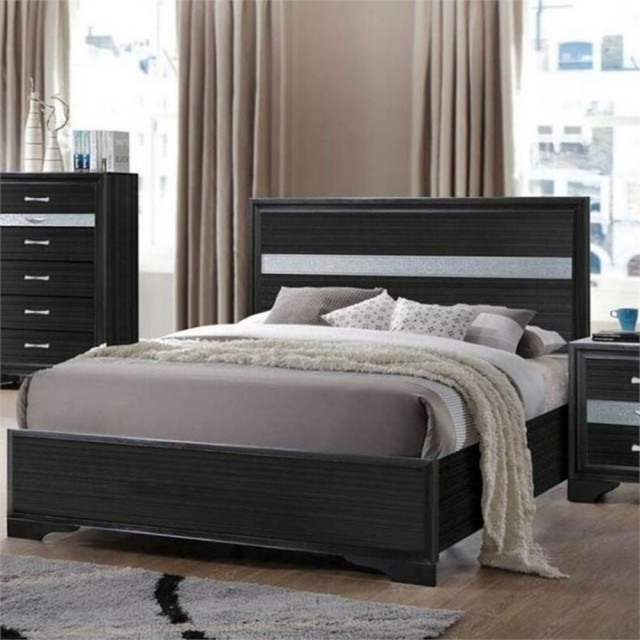 ACME Naima Twin Panel Wood Bed in Black, TWIN - Transitional - Panel ...