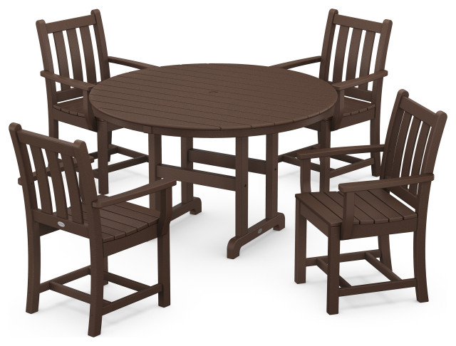 Polywood Traditional Garden 5-Piece Round Farmhouse Dining Set ...