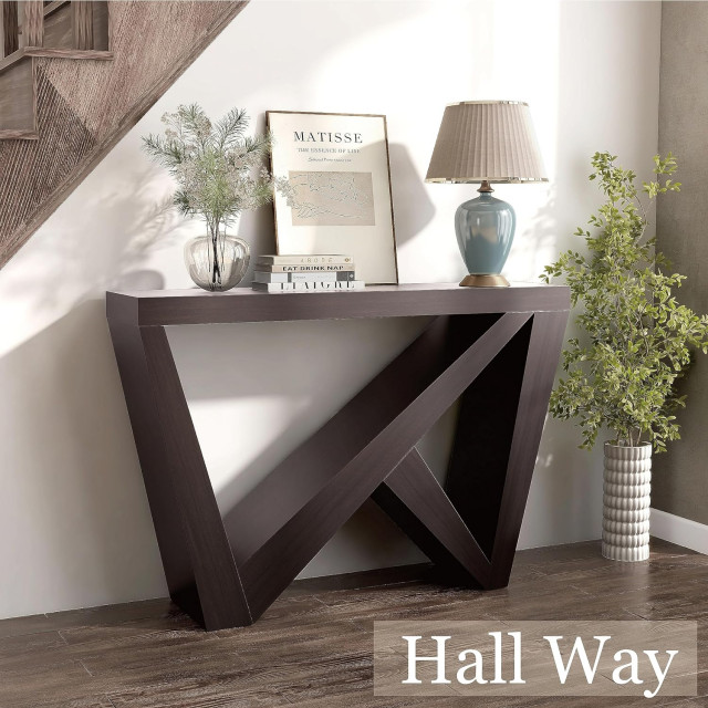 Modern Console Table, Unique W-Shaped Legs With Rectangular Top ...