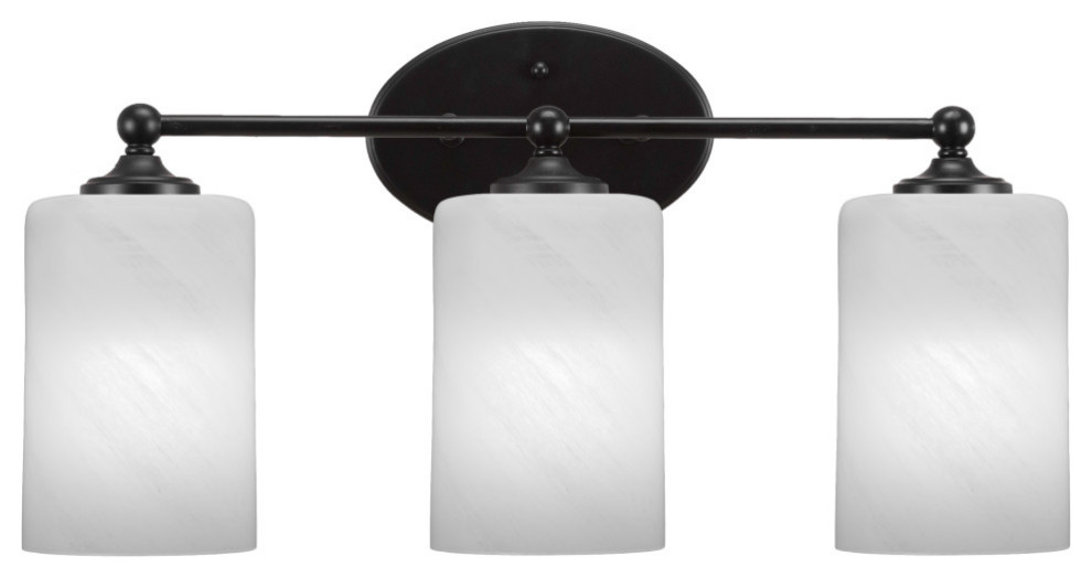 Capri 3-Light Bath Bar, Matte Black/White Marble - Transitional ...