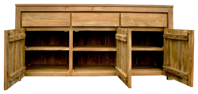 Recycled Teak Wood Valencia Bathroom Linen Cabinet With 3 Doors/3 ...