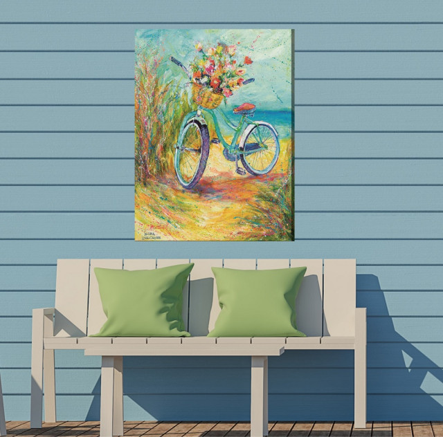 Blossom Bike Canvas Art Print, 30"x40" - Beach Style - Outdoor Wall Art - by WEST OF THE WIND ...
