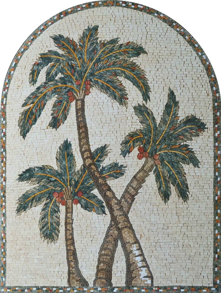 Mosaic Tile Patterns, Leaf of Palm Trees, 30"x39" - Tropical - Tile ...