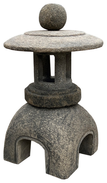 Chinese Gray Brown Round Stone Lamp Zen Garden Lantern Hws3076 - Asian ...