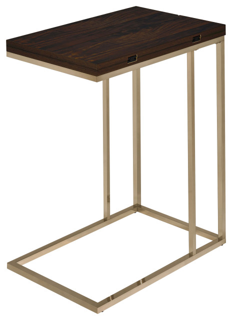 Pedro Expandable Top Accent Table Chestnut and Chrome - Contemporary ...