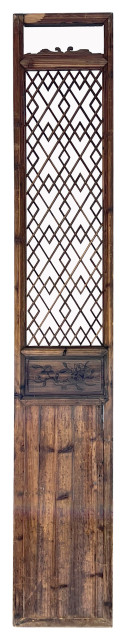 Chinese Vintage Geometric Pattern Tall Wood Floor Panel Screen Hws3330 ...