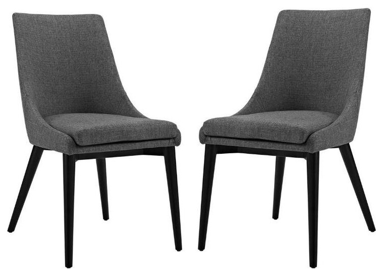 Home Square 2 Piece Fabric Upholstered Dining Side Chair Set in Gray ...