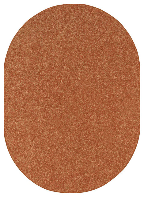 Color World Collection Way Solid Color Area Rugs, Rust, 5' x 7' Oval ...
