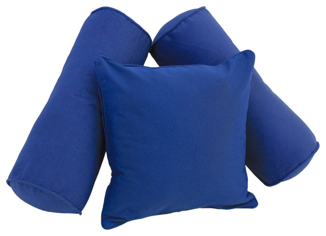 Double-Corded Solid Twill Throw Pillows With Inserts, Set of 3, Royal ...