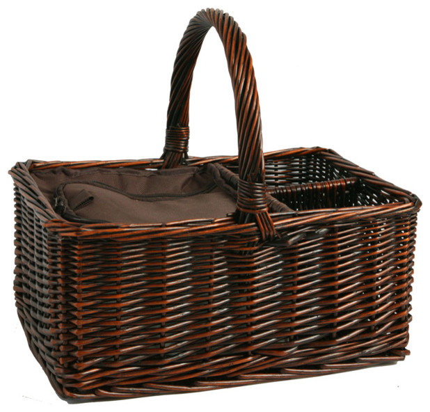 Traditional Rectangular Willow Cooler Basket - Tropical - Coolers And ...