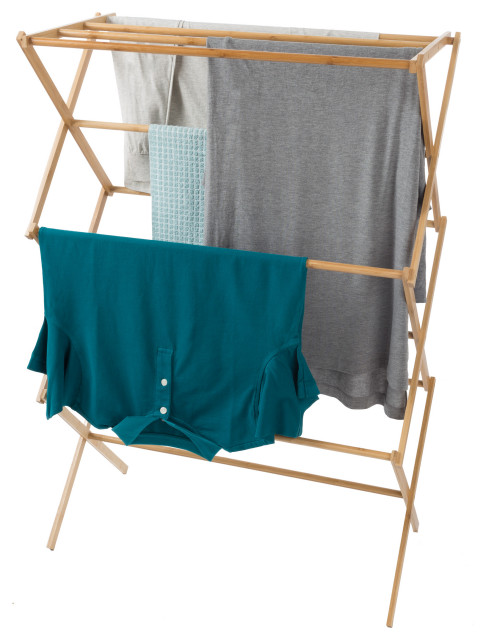 Bamboo Clothes Drying Rack Collapsible and Compact for Indoor/Outdoor ...