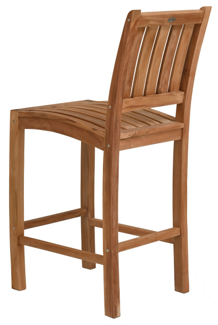 Teak Wood Abaco Outdoor Patio Barstool, A-Grade Teak - Transitional ...