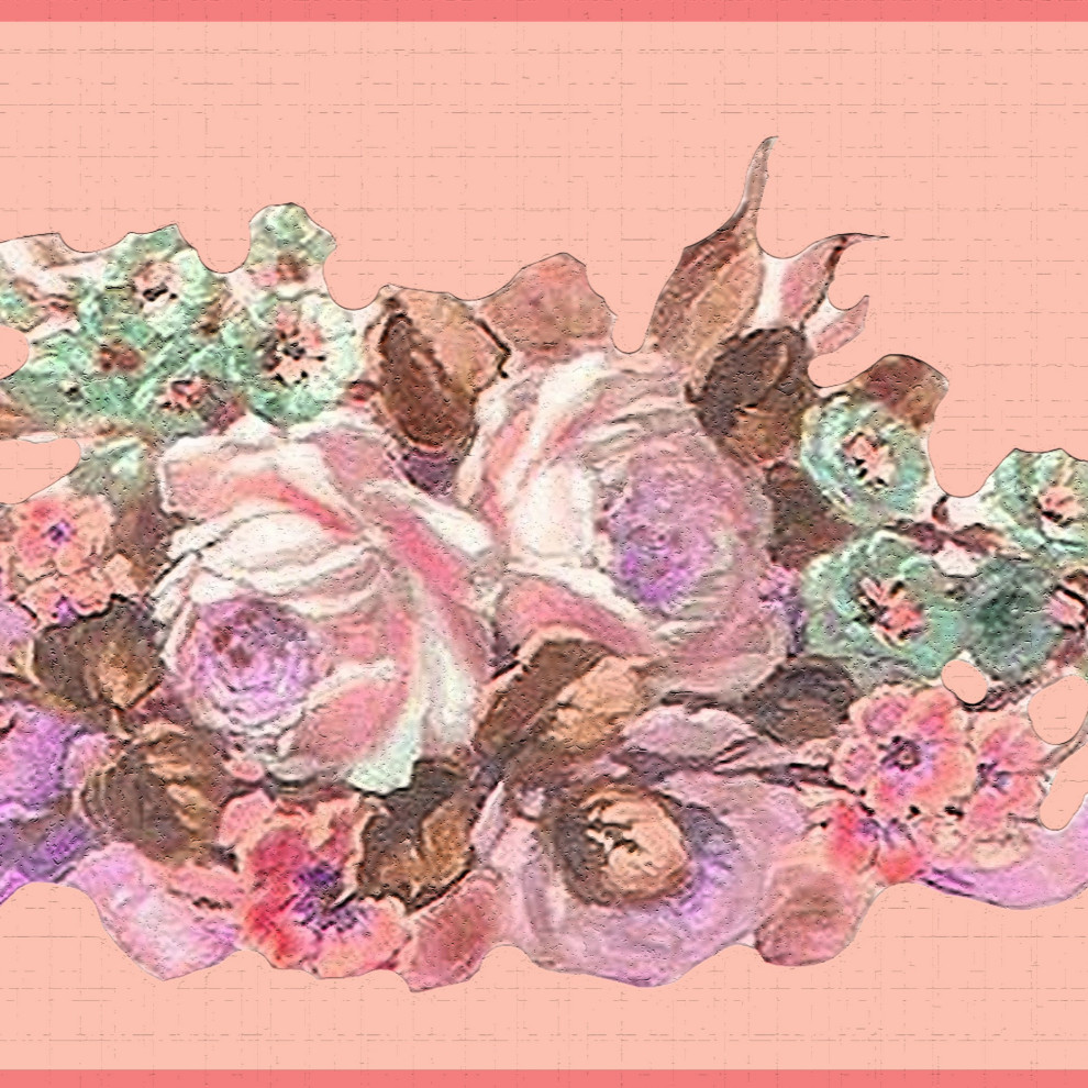 Flowers Peel and Stick Wallpaper Border 15'x7", Roll 15 ft. x 7 in ...