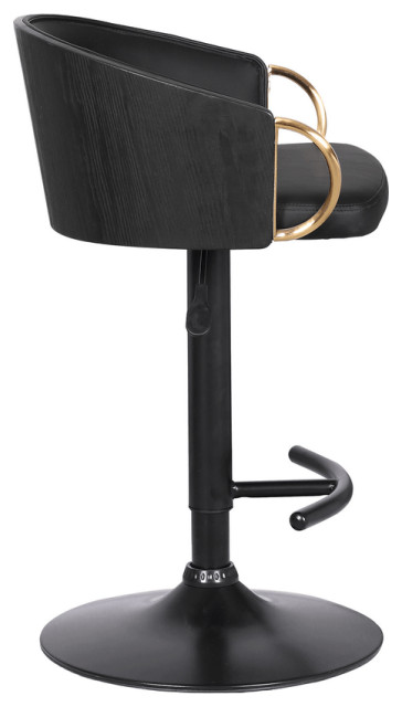 24" Black Faux Leather and Iron Swivel Low Back Adjustable Height Bar ...