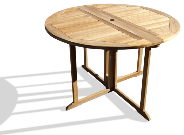 Grade A Teak 59" Round Folding Bar Table With 6 Folding Bar Chairs ...