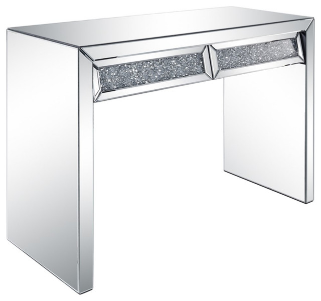 ACME Noralie Faux Diamonds Inlay Console Table with Drawer in Mirrored ...