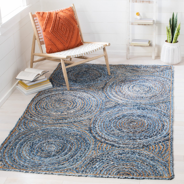 Safavieh Cape Cod Cap203M Geometric Rug, Blue/Natural, 2'3"x8' Runner ...