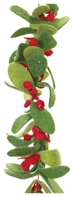 Fabric Mistletoe String Garland, Set of 2 - Traditional - Wreaths And ...