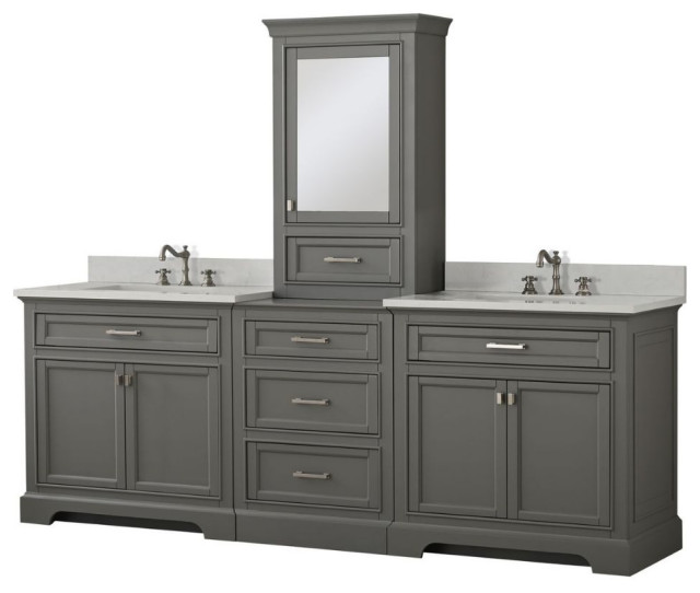 Milano Transitional Gray 96" Double Sink Bathroom Vanity Modular Set ...