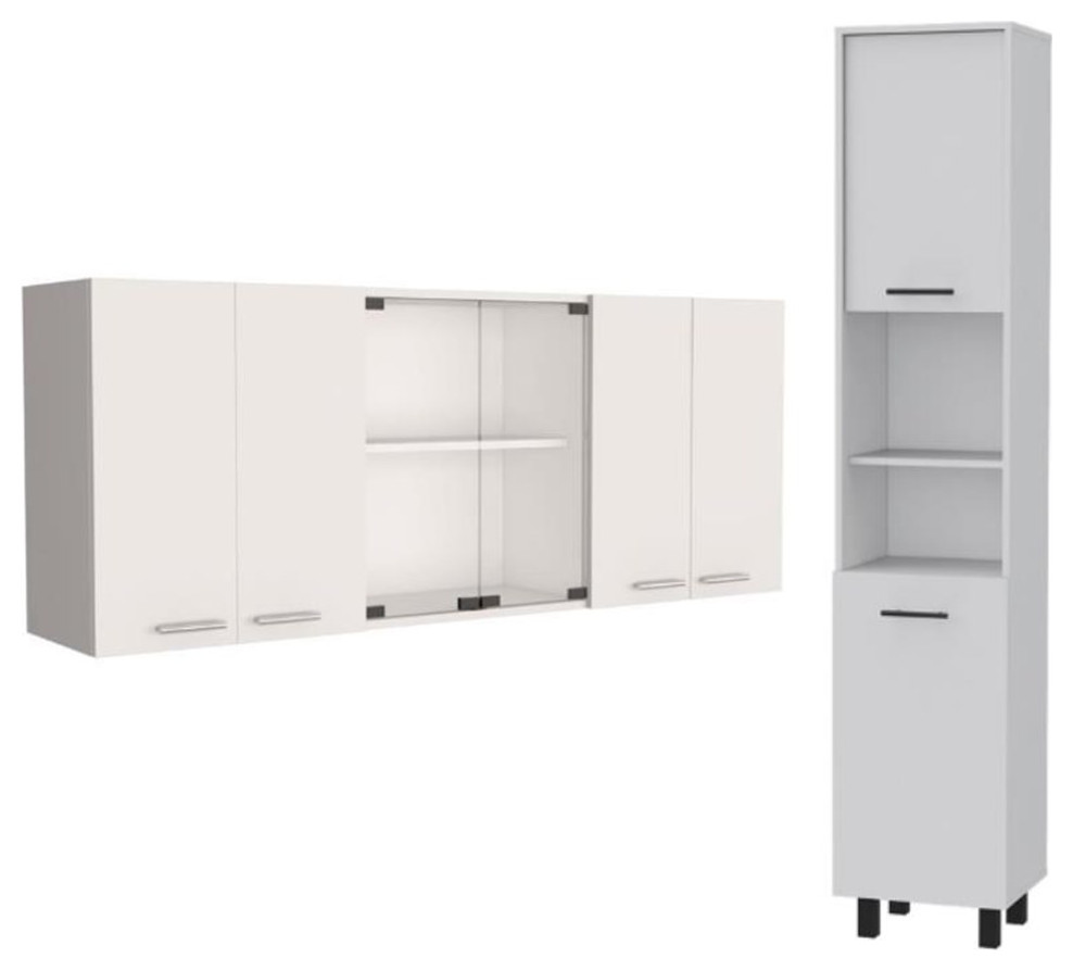 Home Square 2-Piece Set with Superior Wall Cabinet and 78" Pantry ...