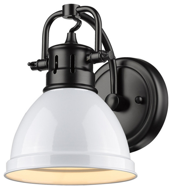 Golden Duncan 1-LT Bath Vanity Light 3602-BA1 BLK-WH, Matte Black ...