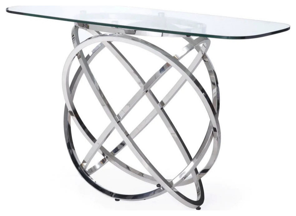 Luna Modern Glass and Stainless Steel Console Table - Contemporary ...