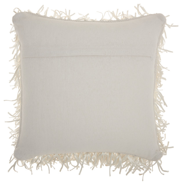 Nourison Home 20"x20" Shag Metallic Ribbon Shag White Throw Pillows, 20 ...