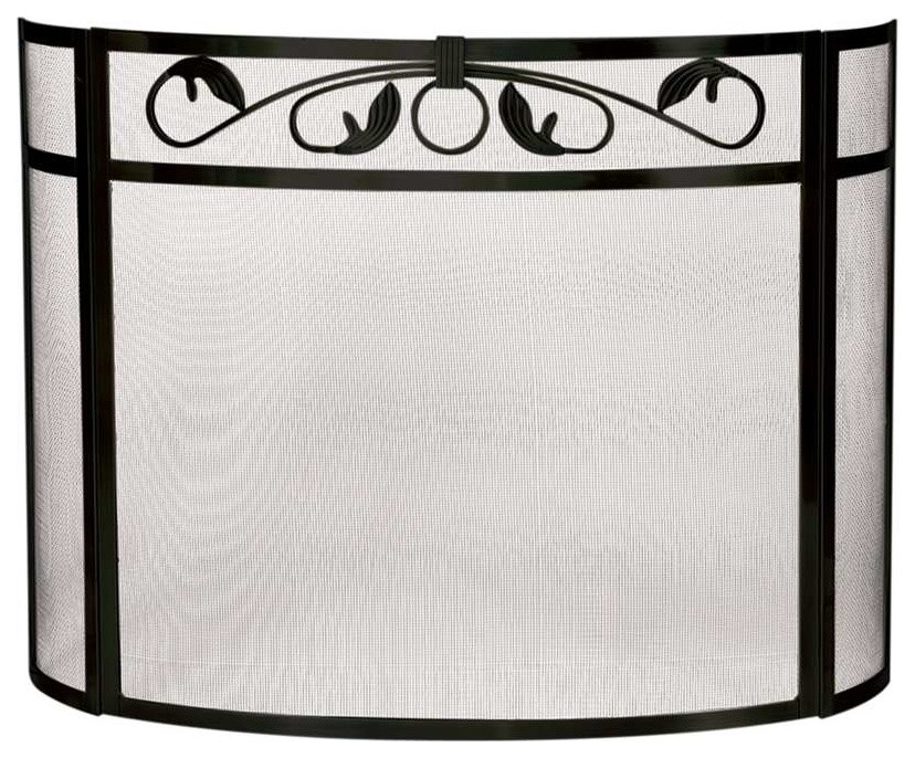Uniflame 3-Panel Black W.I. Bow Screen with Top Scroll Design ...