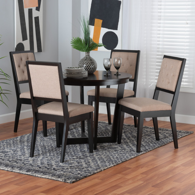 Beckie Beige Fabric 5-Piece Dining Set - Transitional - Dining Sets ...