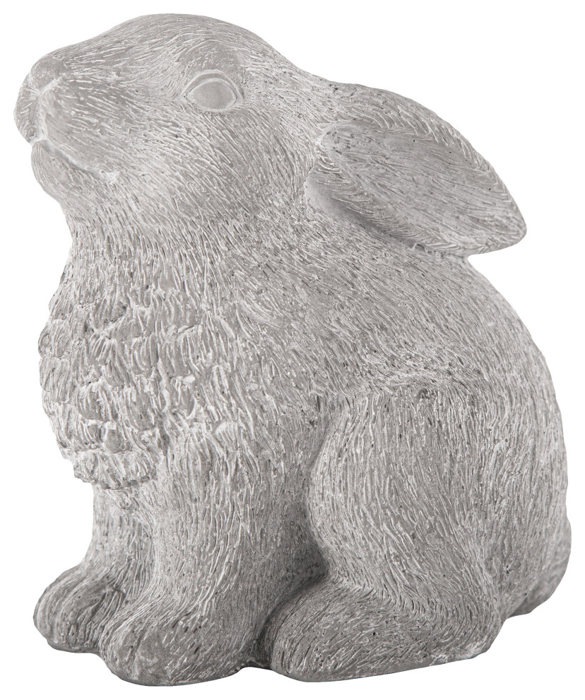 Cement Sitting Bunny Figurine Washed Concrete Gray Finish - Farmhouse ...
