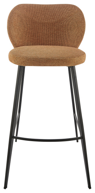 Markus Bar Stool, Rust Fabric With Black Legs Set of 1 - Midcentury ...