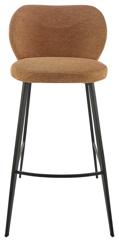 Markus Bar Stool, Rust Fabric With Black Legs Set of 1 - Midcentury ...