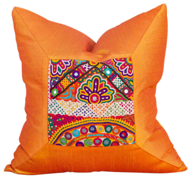 Hiral Indian Silk Decorative Pillow - Contemporary - Decorative Pillows ...