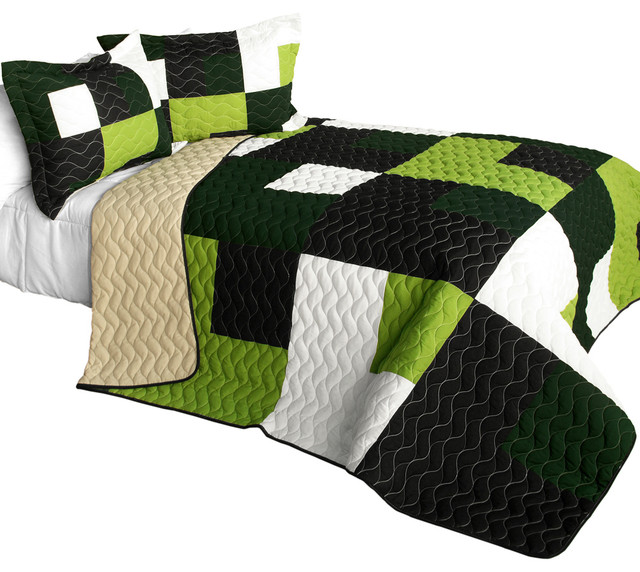 Back To The Earth 3PC Vermicelli - Quilted Patchwork Quilt Set (Full ...