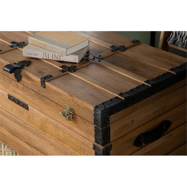 Coaster Simmons Traditional Wood Rectangular Storage Trunk in Natural ...