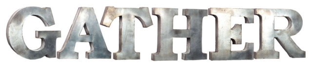 Large Decorative Tin Word - GATHER, 1.25" D x 7" H - Contemporary ...