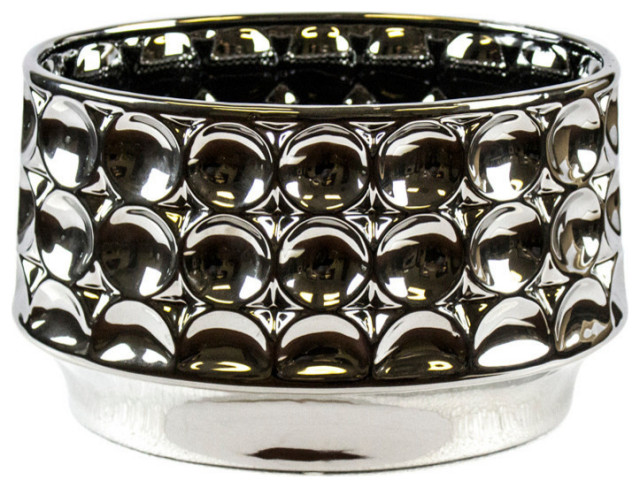 Sagebrook Home 9.25" Ceramic Oval Pot, Silver, 11" - Contemporary ...