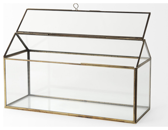 Modern Rustic Gold Metal and Glass Terrarium - Contemporary ...