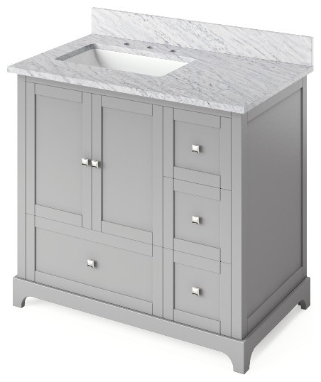 Addington Modern Grey 36" Single Bowl Left Offset Vanity - Modern ...
