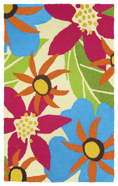 Floral Rug Colorful Rug with Flowers Garden Indoor Ourdoor Area Rug, 34 ...